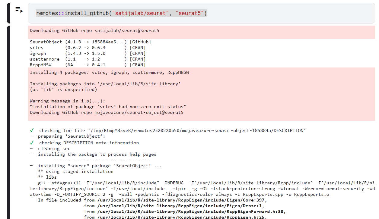 Can't Install Seurat5 in kaggle · Issue #7461 · satijalab/seurat · GitHub