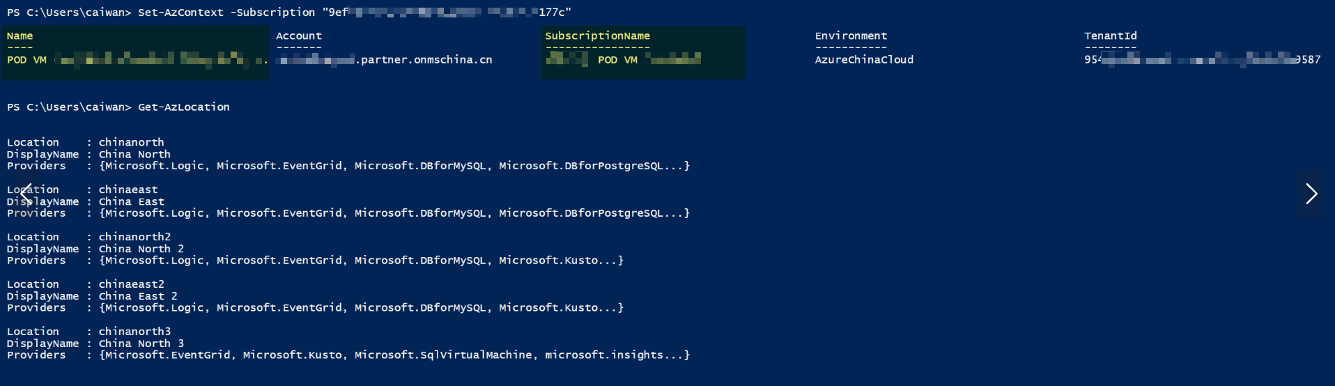[azure China] Cannot Find Chinaeast3 Region In Powershell · Issue 18002 · Azure Azure