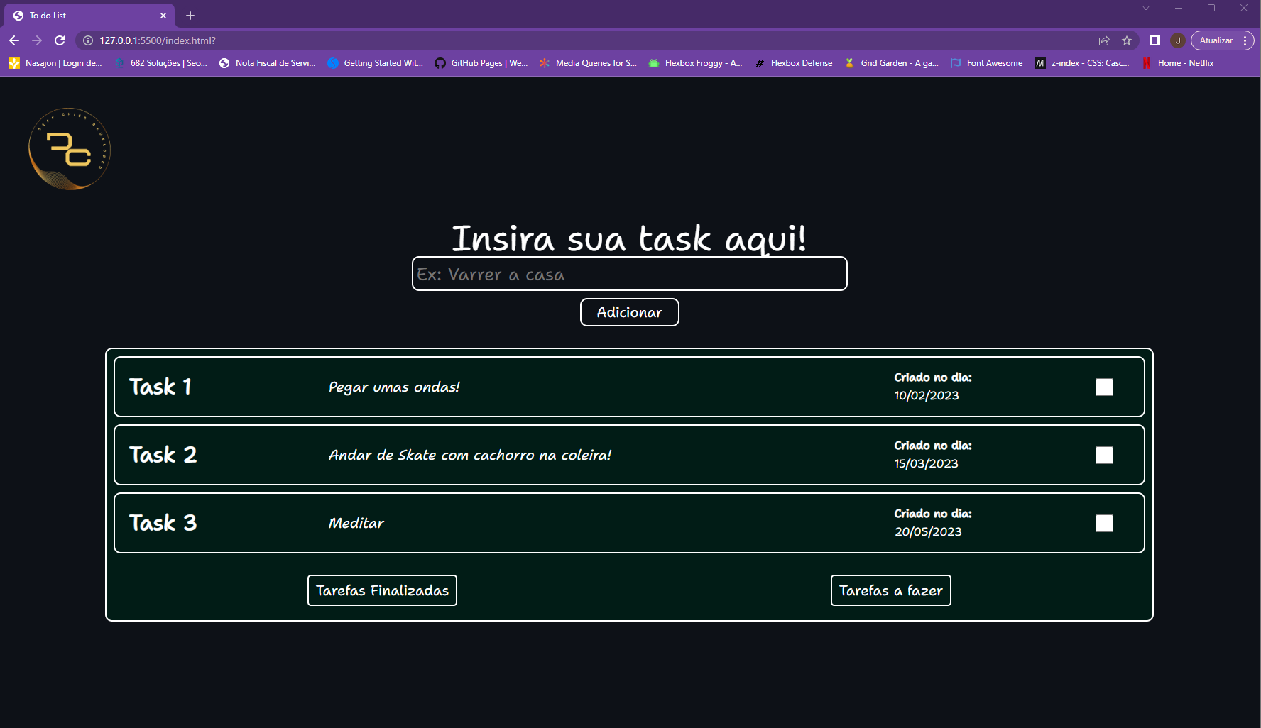 GitHub - JeffChien1/ToDoList: Projeto do lista de afazeres "To do List"