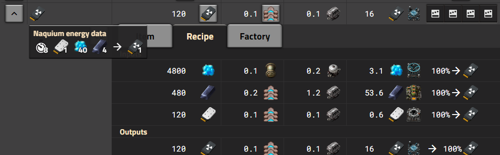 SE Naquium energy data recipe incorrect · Issue #655 · factoriolab/factoriolab · GitHub