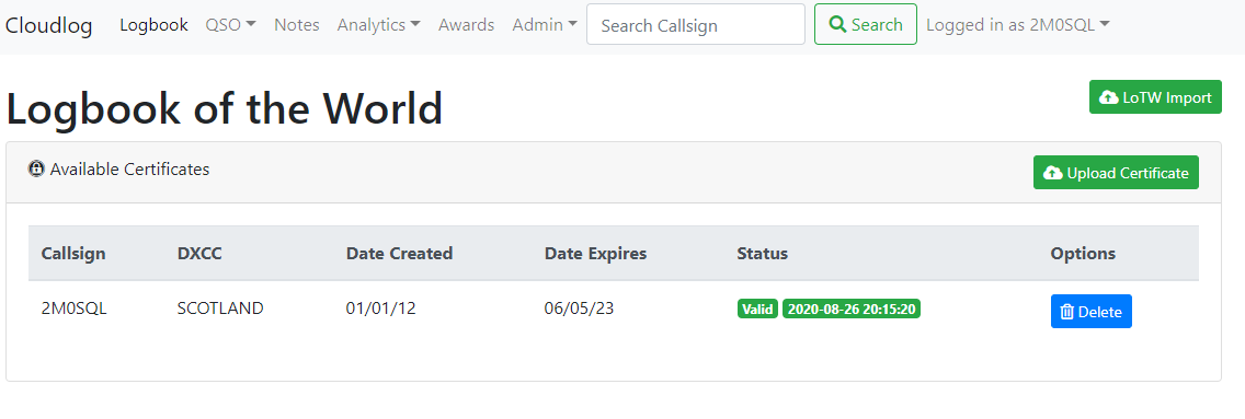 Improved Logbook of the World Sync · Issue #575 · magicbug/Cloudlog · GitHub