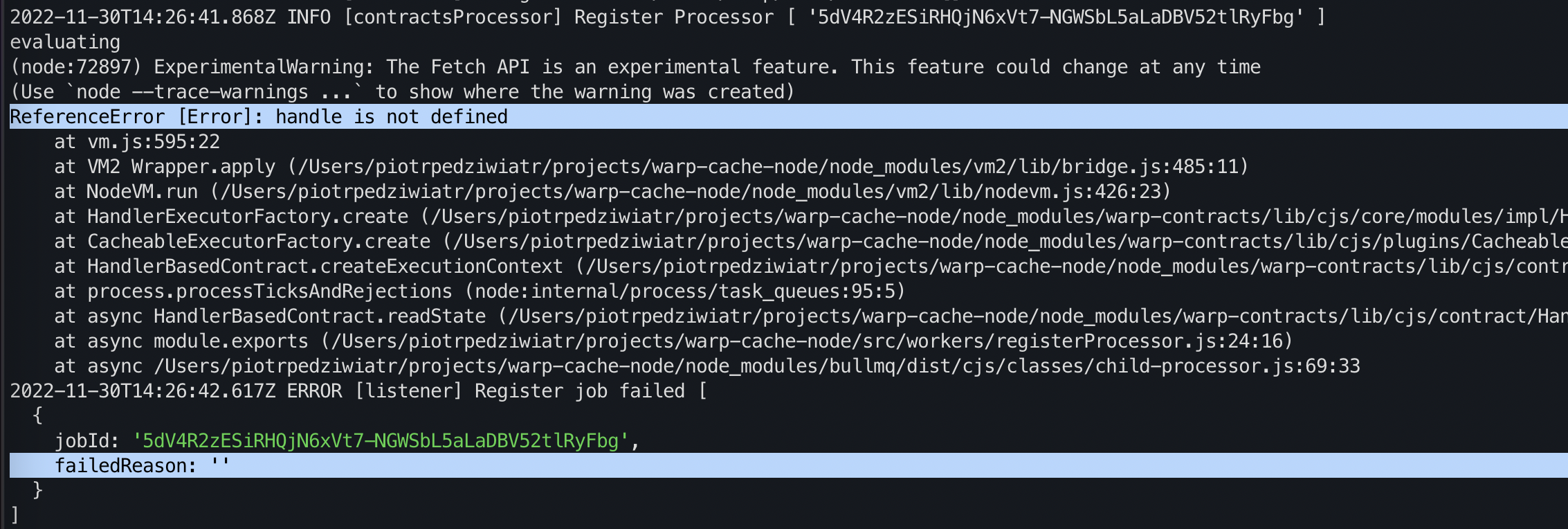 Some of the errors are not properly set in the 'failedReason' of ...