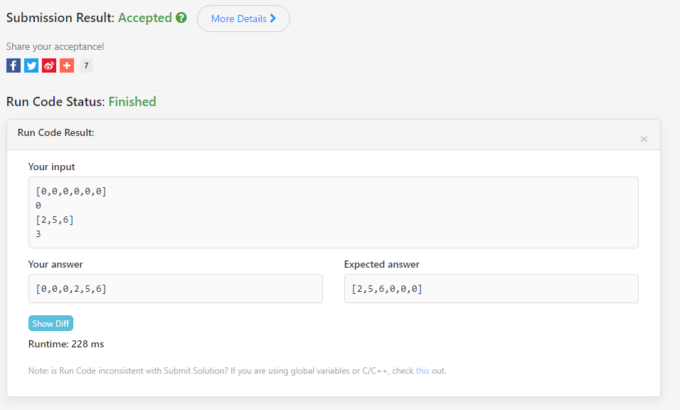 Merge Sorted Array Accept Wrong Solution · Issue 508 · Leetcode
