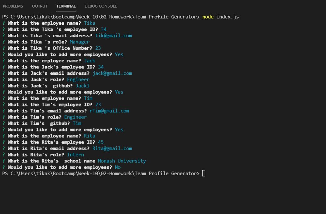 GitHub - tikakandel/Team-Profile-Generator