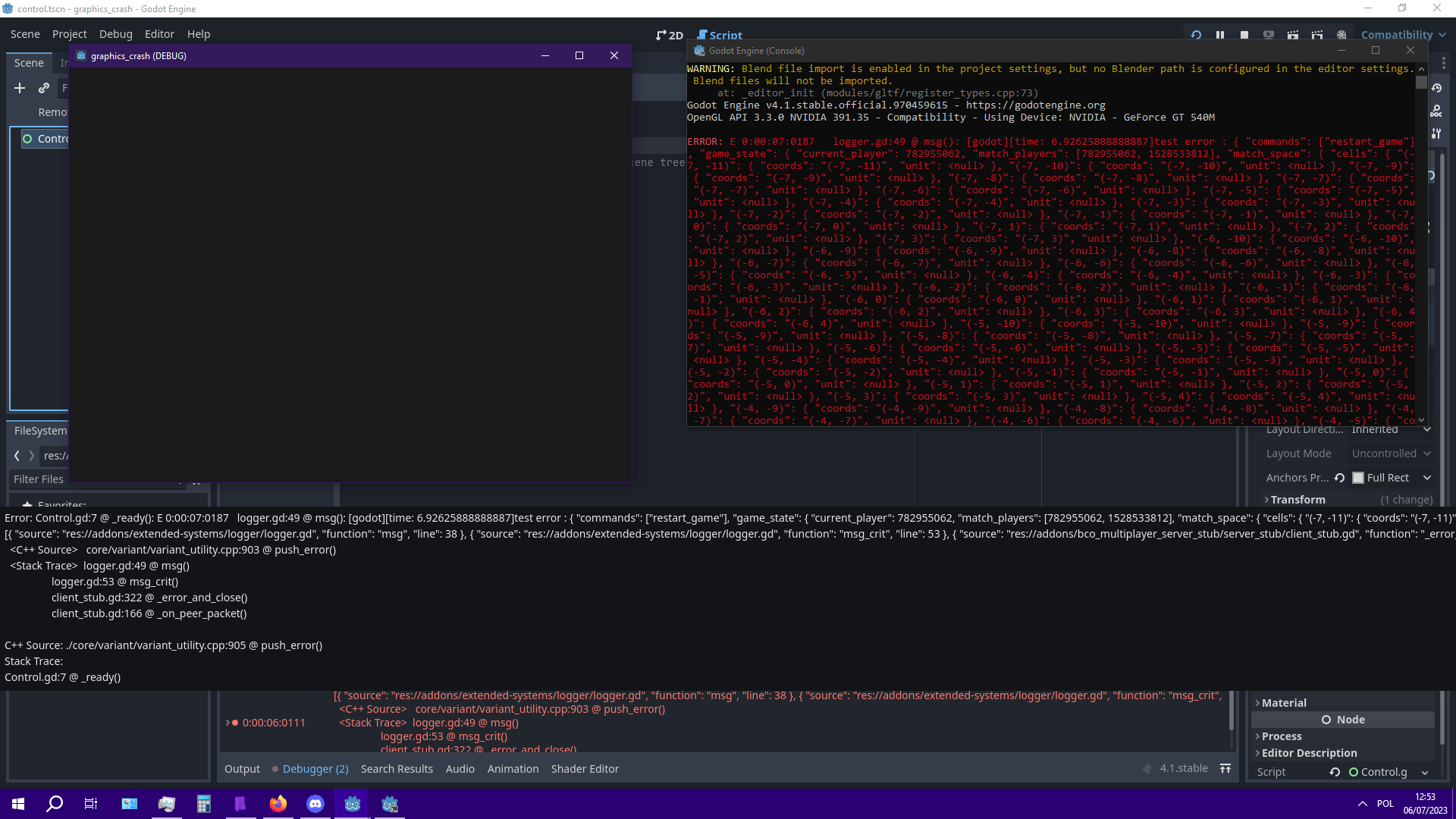 Graphics crash from long error messages. · Issue #79039 · godotengine/godot · GitHub