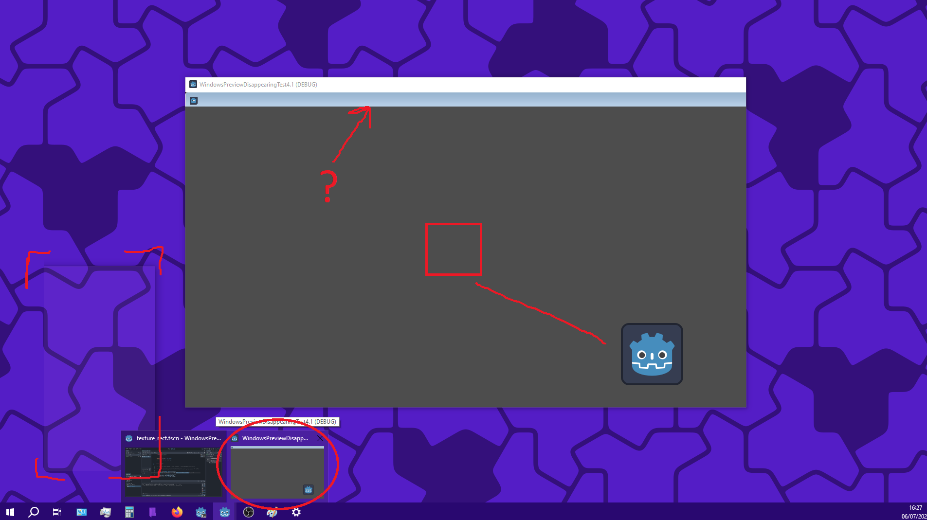 Changing the root window between windowed, fullscreen and minimized modes can cause its Windows ...