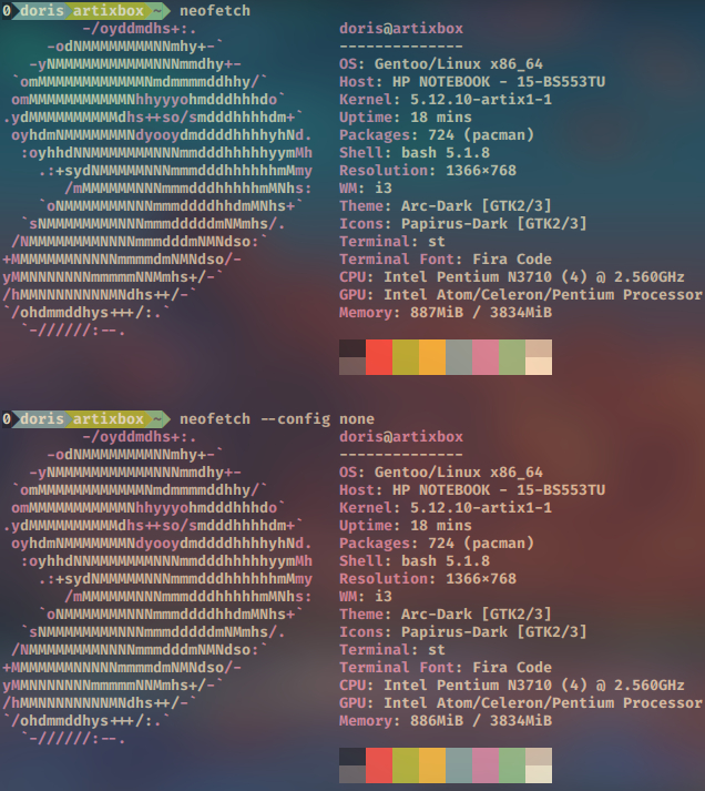 Wrong distro, showing Gentoo instead of Artix Linux · Issue #1791 · dylanaraps/neofetch · GitHub
