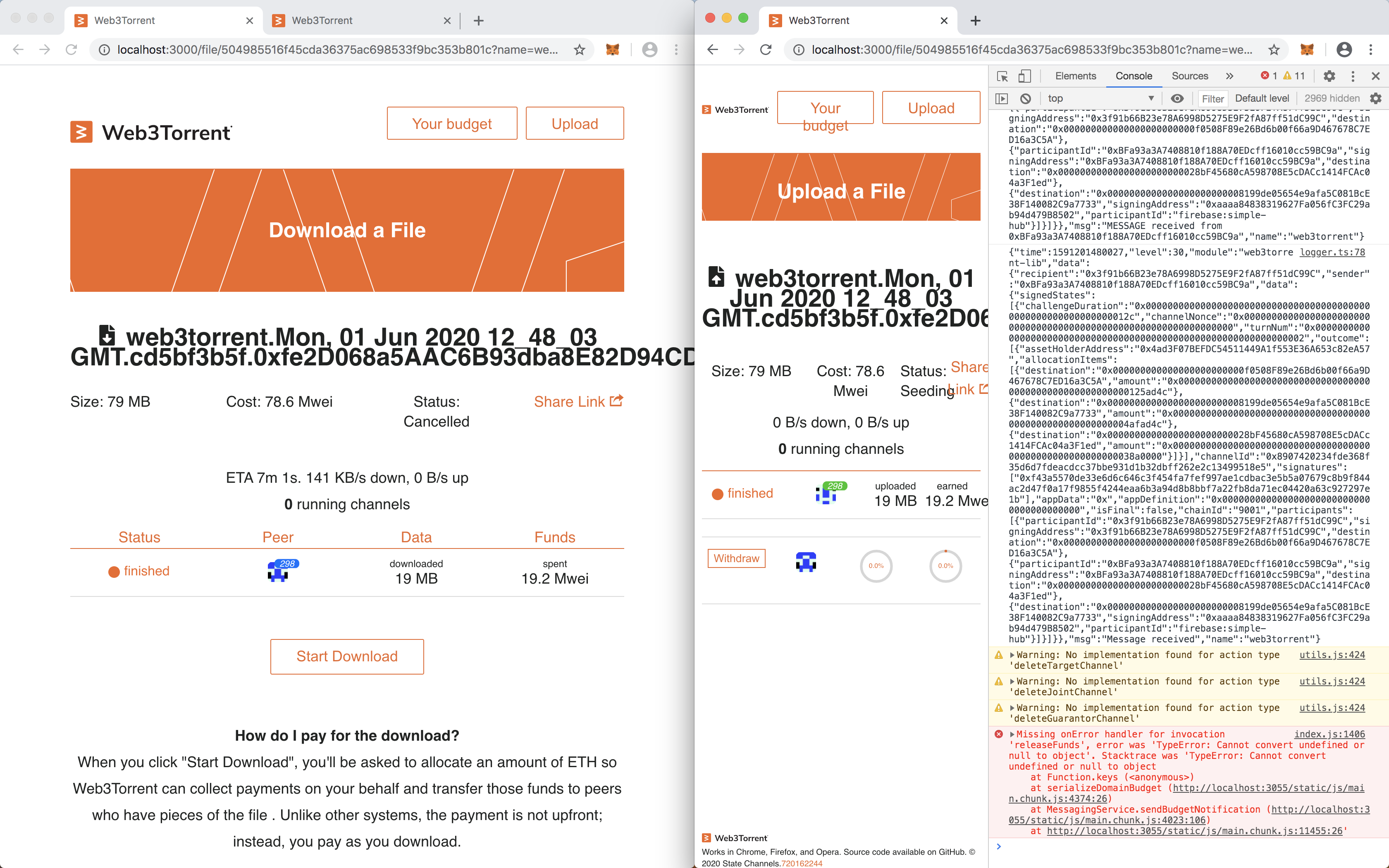 index.js:1406 Missing onError handler for invocation 'releaseFunds', error was 'TypeError ...