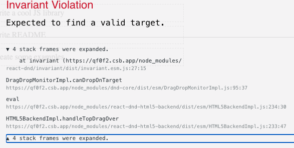 Invariant Expected To Find A Valid Target · Issue 2693 · React Dndreact Dnd · Github