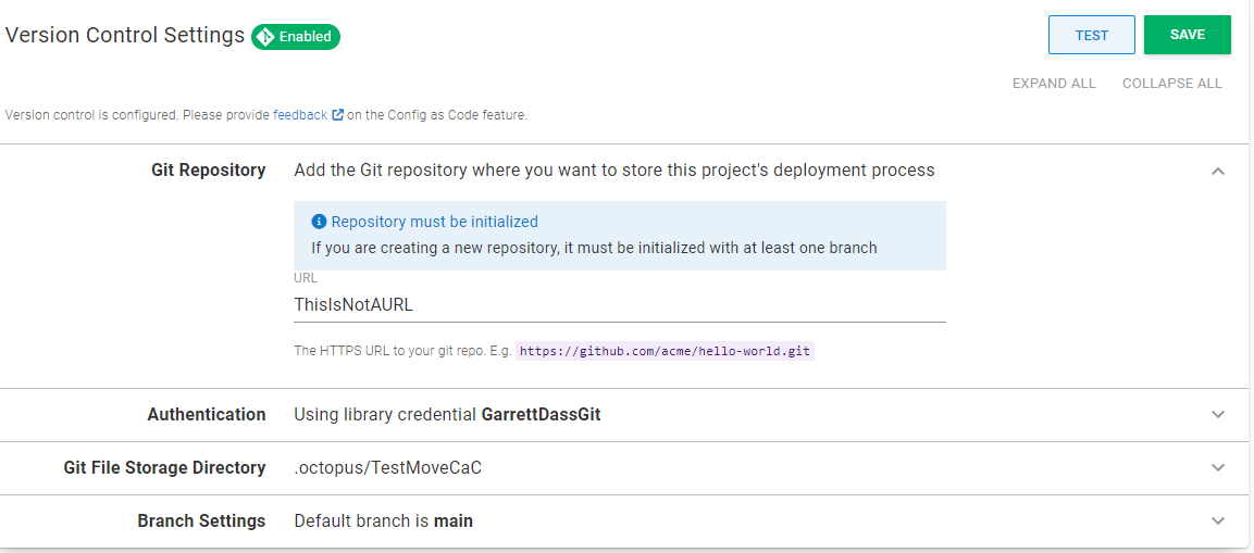Saving A Malformed Git Url On The Vcs Page Causes Cac Project To Become Inaccessible · Issue 