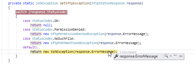 client.DownloadFile('/my/absolute/path', stream) throwing empty ssh.net exception (staus code ...
