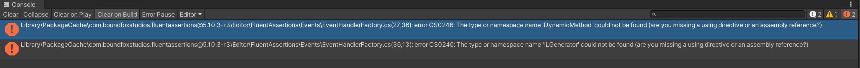 Doesn't compile when importing via OpenUPM · Issue #4 · BoundfoxStudios/fluentassertions-unity ...