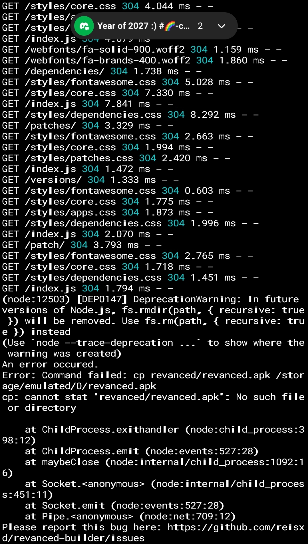 [BUG] Revanced Builder · Issue #189 · reisxd/revanced-builder · GitHub