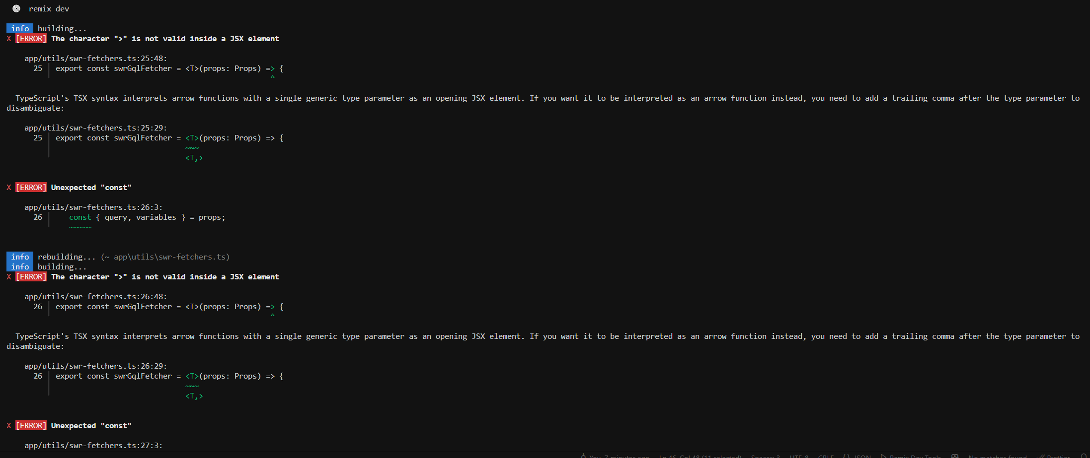 V2pre Ts Bug Not Happy With Typed Const Arrow Functions · Issue 7295 · Remix Runremix · Github 