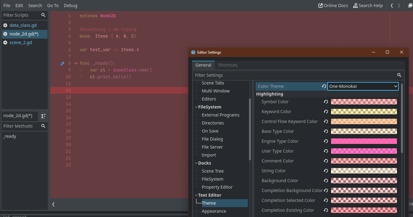 Most code editor themes in Godot 4+ make the text unreadable · Issue #78724 · godotengine/godot ...