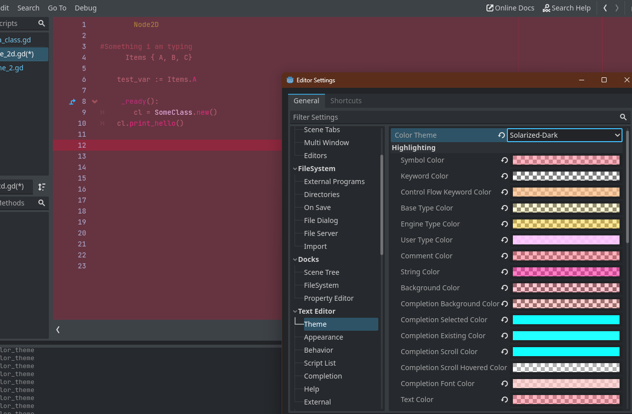 Most code editor themes in Godot 4+ make the text unreadable · Issue #78724 · godotengine/godot ...