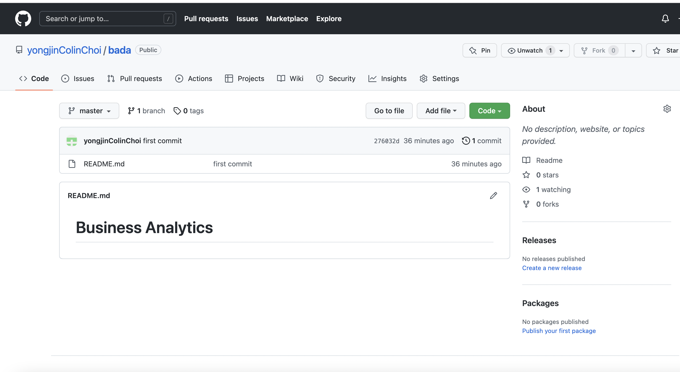 No.1 : GitHub 기초 세션 - 과제 제출 · Issue #1 · kubs-bada/bada-2 · GitHub