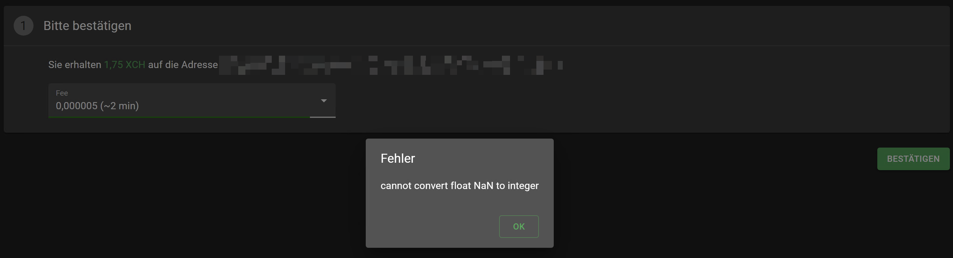 Cannot claim due to unconfirmed transaction. If this is stuck, delete the unconfirmed ...