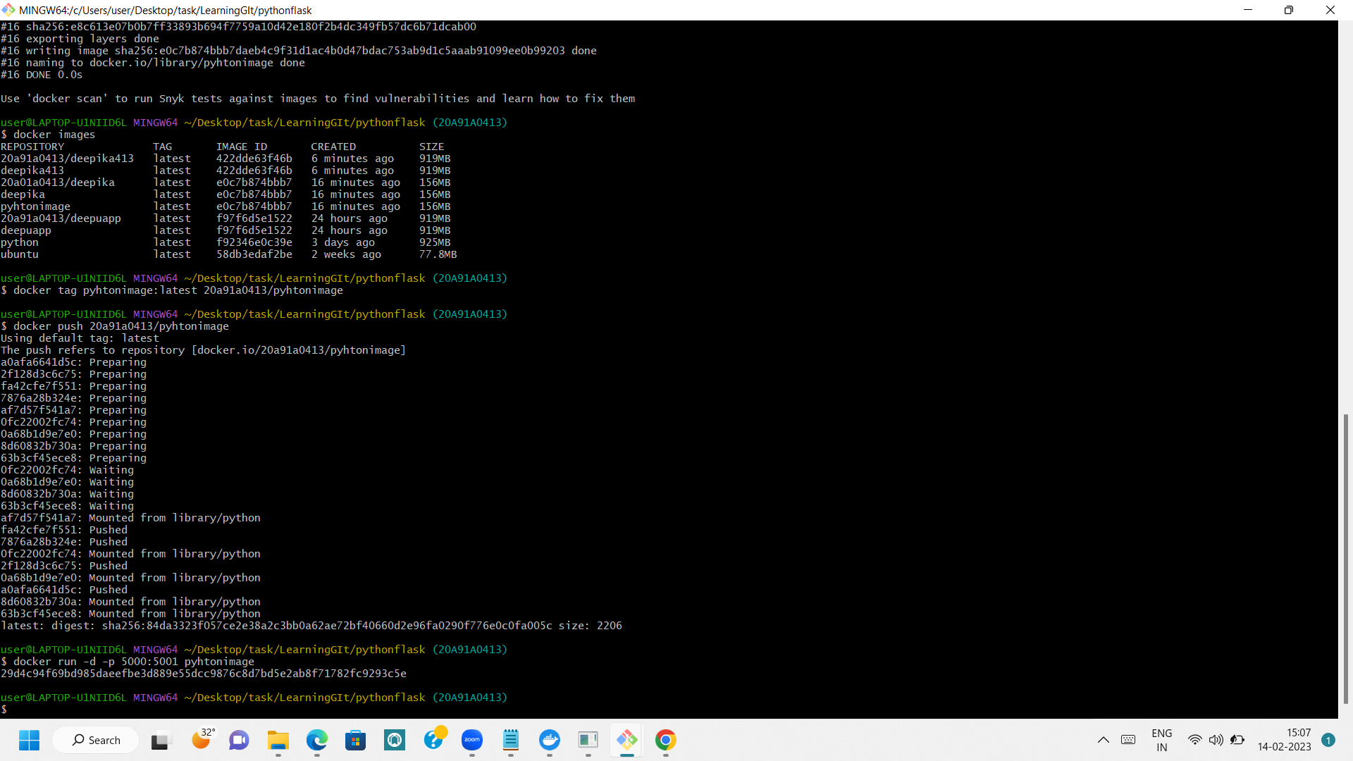Activity 2 : Create an image and run the image of Pythonflask application · Issue #12 · snehal ...