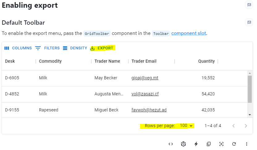 MUI DataGrid : After using print to pdf (Export option), 'Rows per page' got hidden in chrome ...