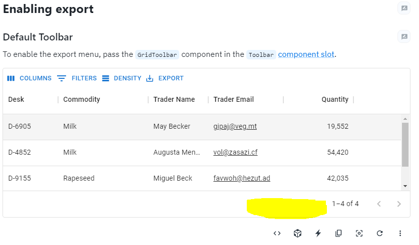 MUI DataGrid : After using print to pdf (Export option), 'Rows per page' got hidden in chrome ...