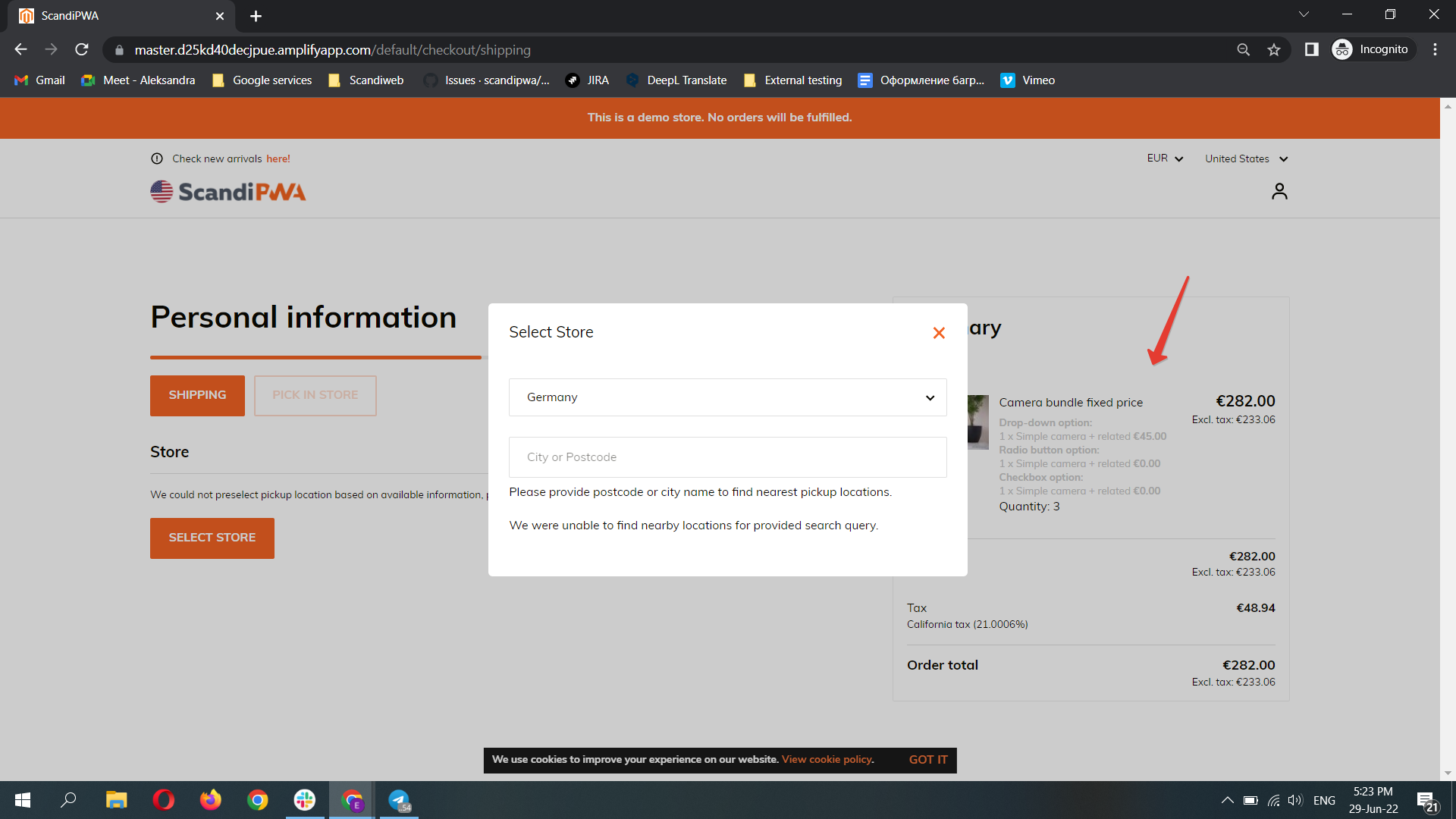 Stores are absent in 'Select Store' popup for bundle product · Issue ...