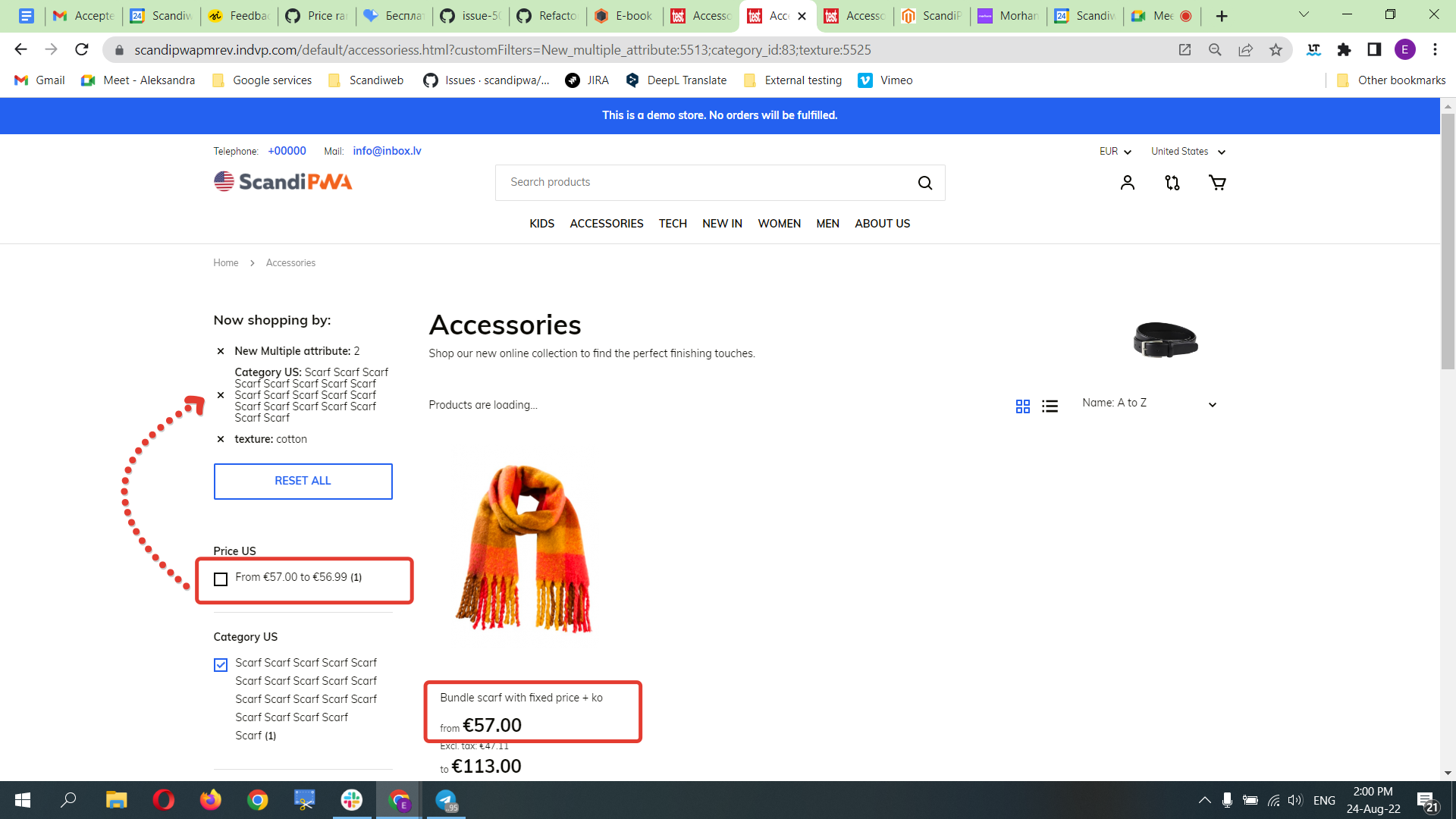 0 products shown on PLP after user selected some combination of options in layered navigation ...