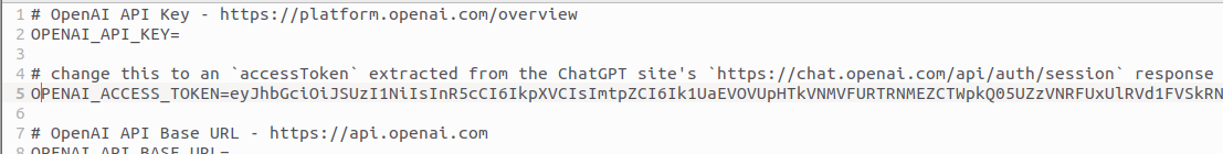 填了accesstoken 启动后端的时候还是提示没填accesstoken · Issue #1831 · Chanzhaoyu/chatgpt-web · GitHub