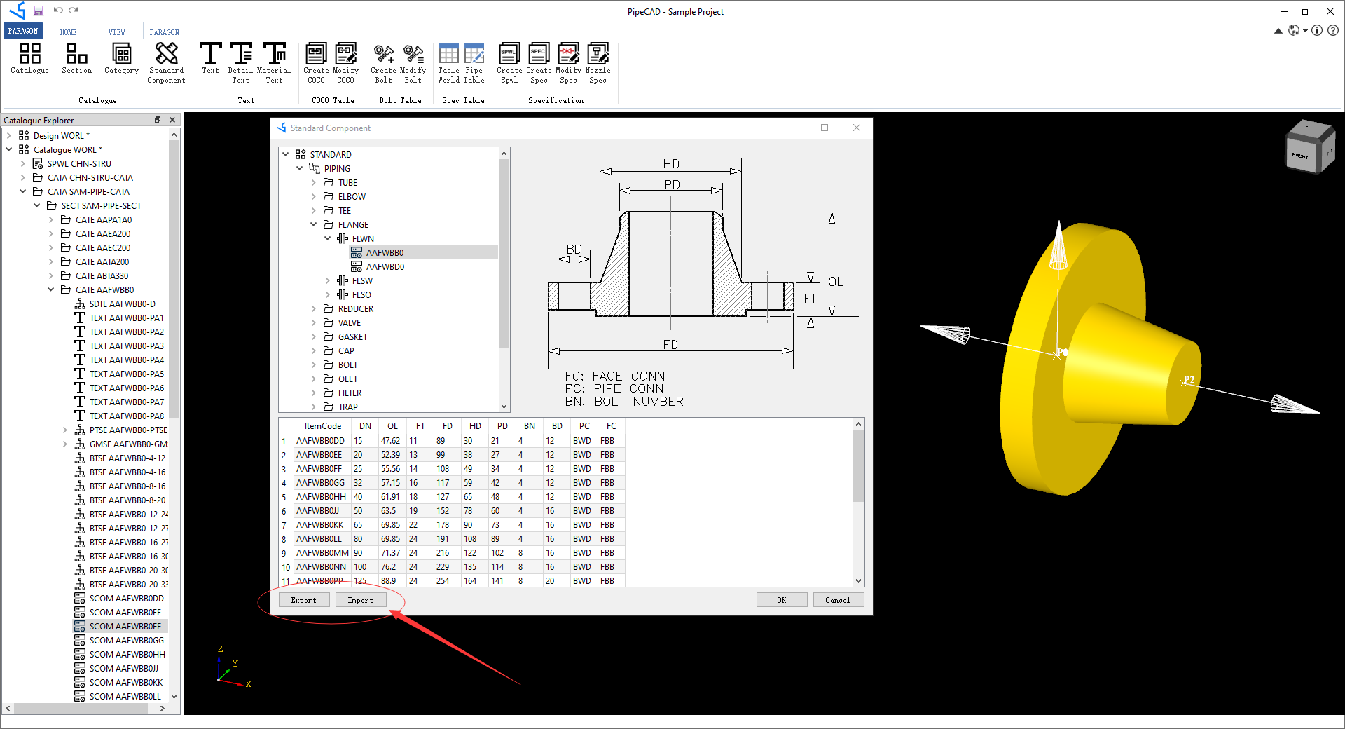 Import/Export funtion of standard component · Issue #80 · eryar/PipeCAD · GitHub