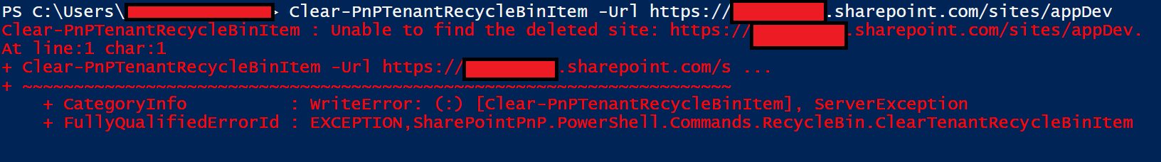 clear-pnptenantrecyclebinitem unable to find the deleted site · Issue #1208 · pnp/PnP-PowerShell ...