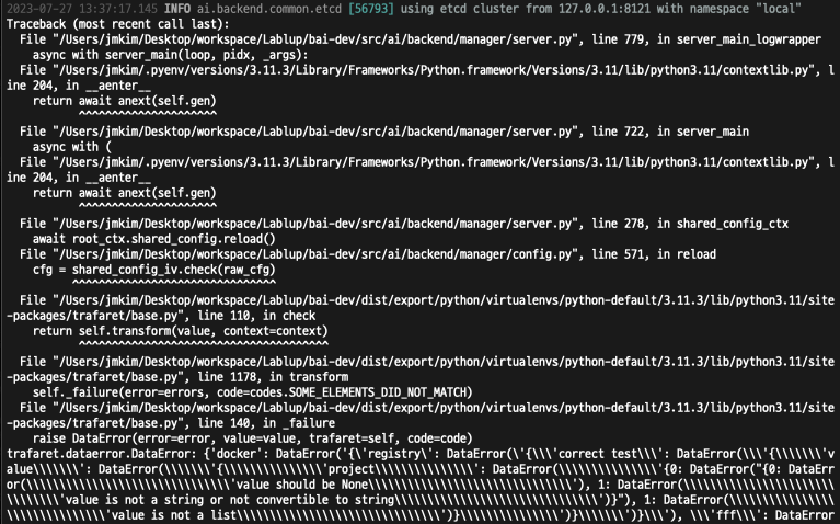 `trafaret.dataerror.DataError` occurs in backend.ai manager when creating a docker type registry ...