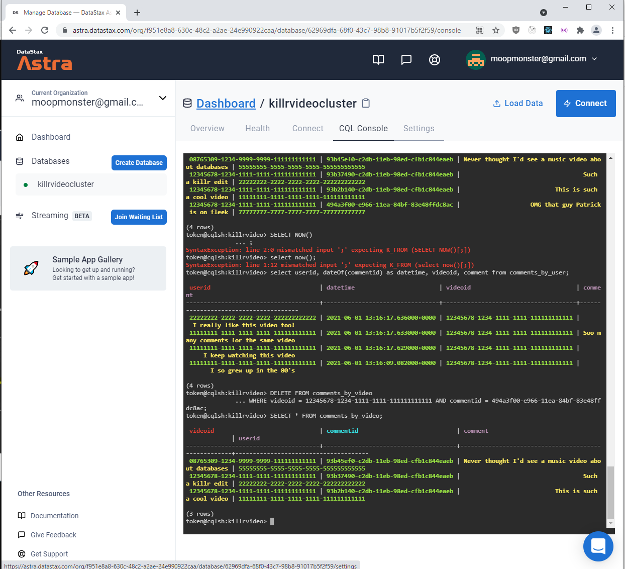 [hw] Moopmonster · Issue 176 · Datastaxdevs Workshop Intro To Cassandra · Github