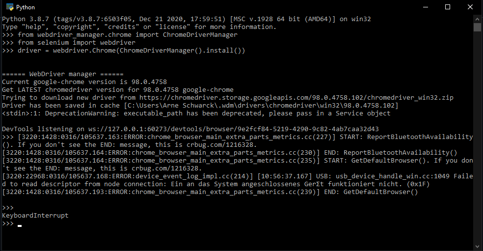 Ctrl C In Python Terminal While Driver Is Open 馃悰 Bug 路 Issue 10444