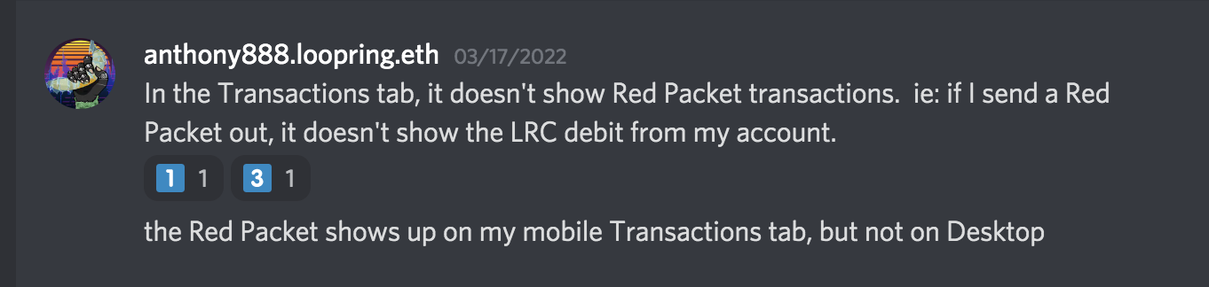 Red Packet Txs not being display on History Page · Issue #462 · Loopring/loopring-web-v2 · GitHub