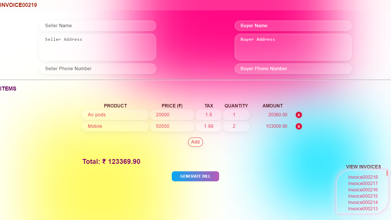 GitHub - Shakthi-2406/Provisional-invoice-generator: This web app is for generating invoices and ...