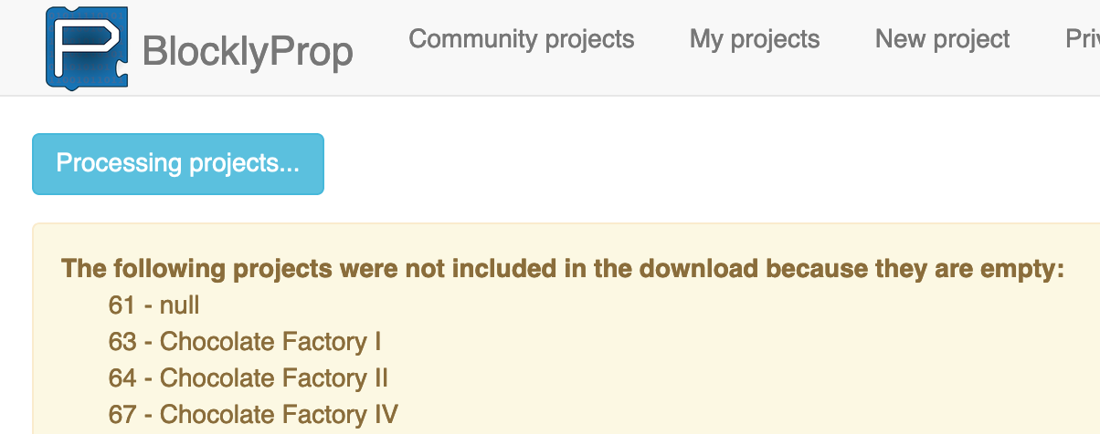 Bulk project download hangs on second download attempt · Issue #223 · parallaxinc/BlocklyProp ...