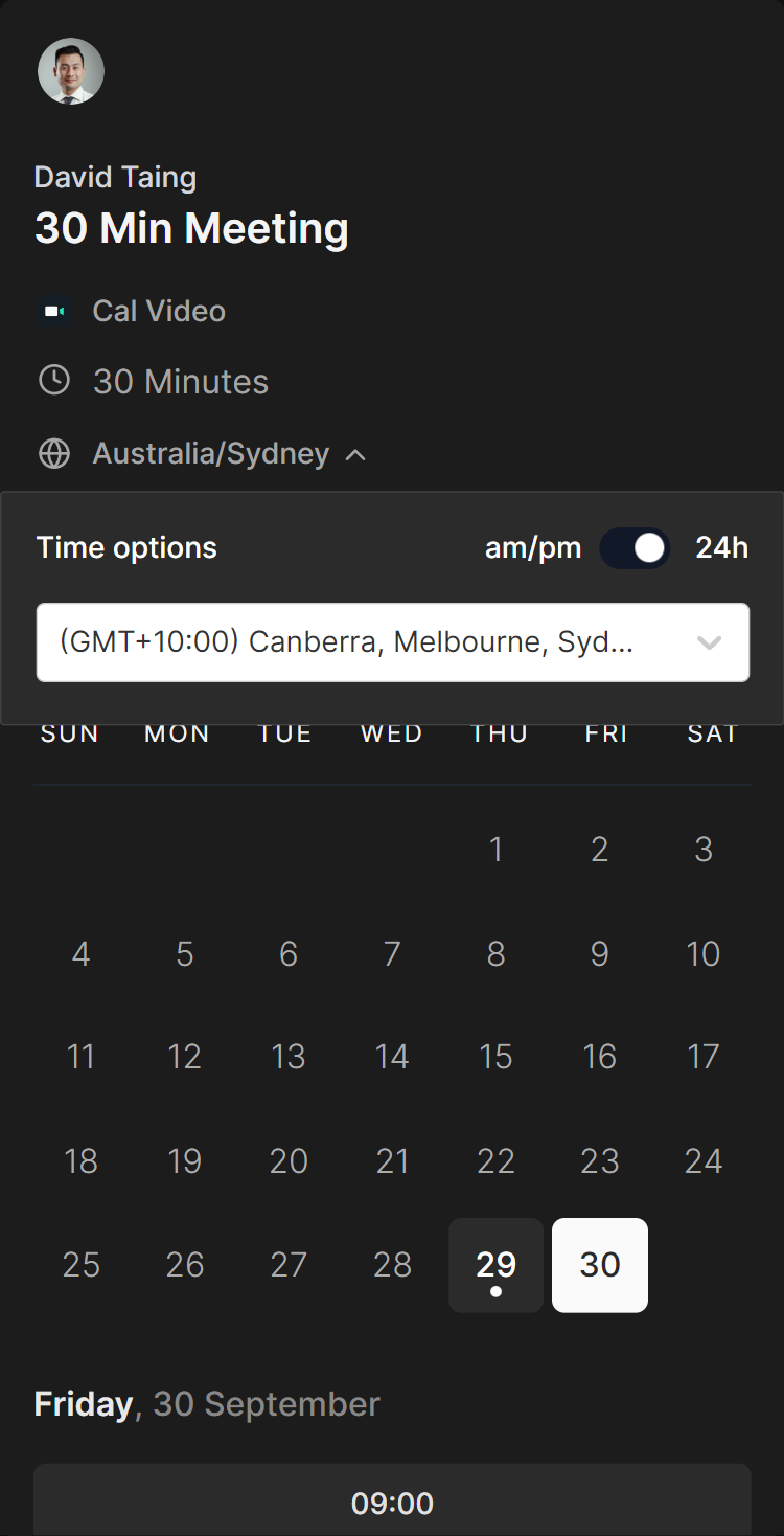 Mobile /Public Booking page - Timezone dropdown goes offscreen · Issue #4724 · calcom/cal.com ...
