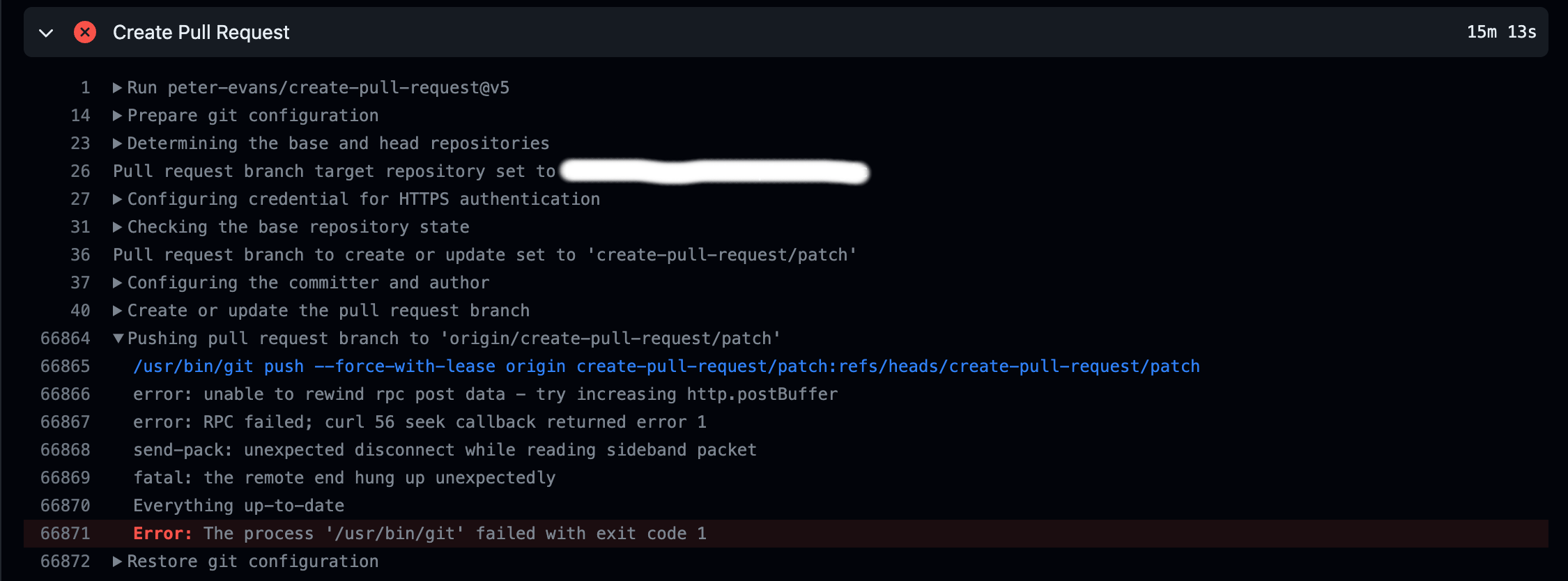 Action fails to create a PR · Issue #1838 · peter-evans/create-pull-request · GitHub