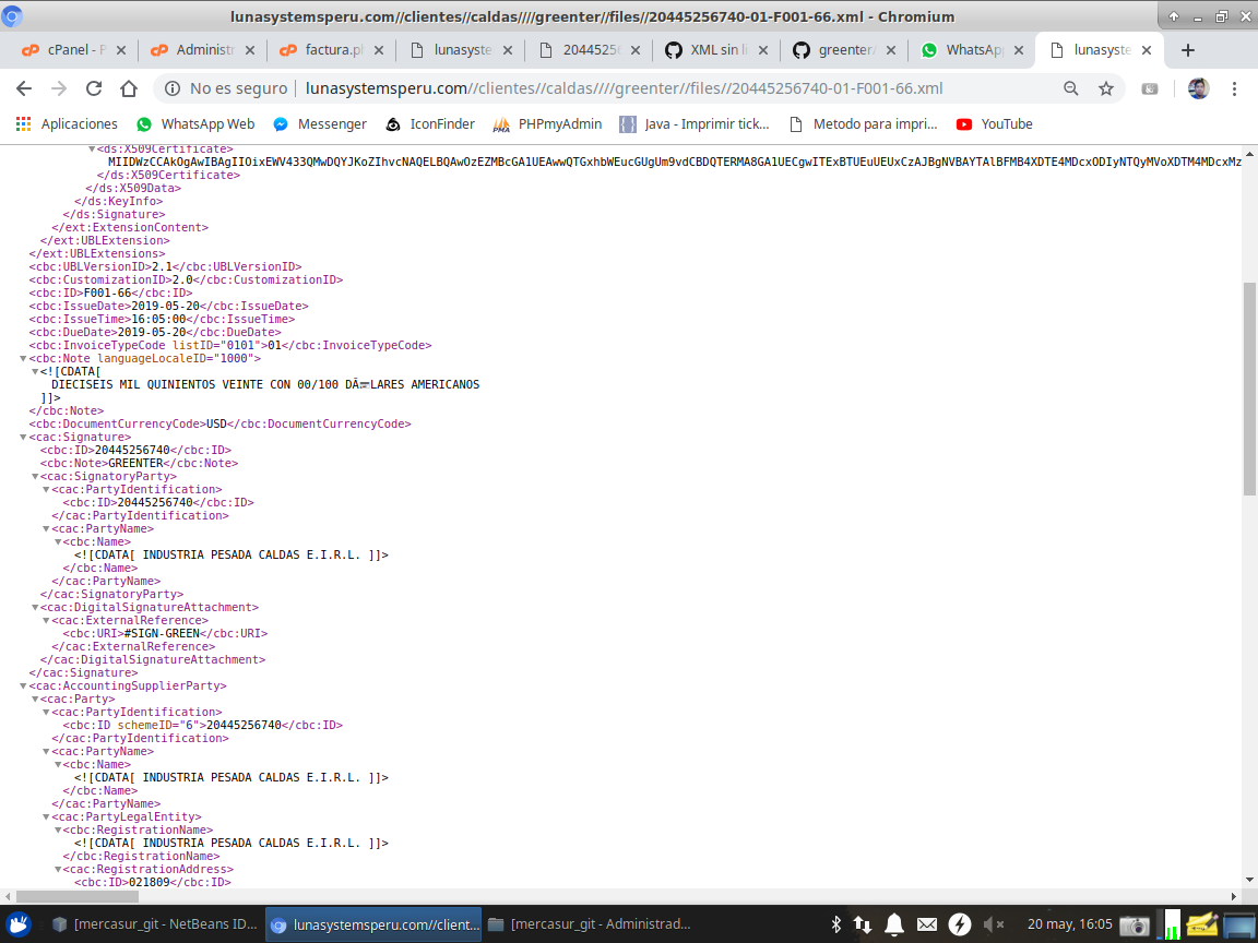 XML sin lineas de anticipo, solo en produccion · Issue #75 · thegreenter/greenter · GitHub