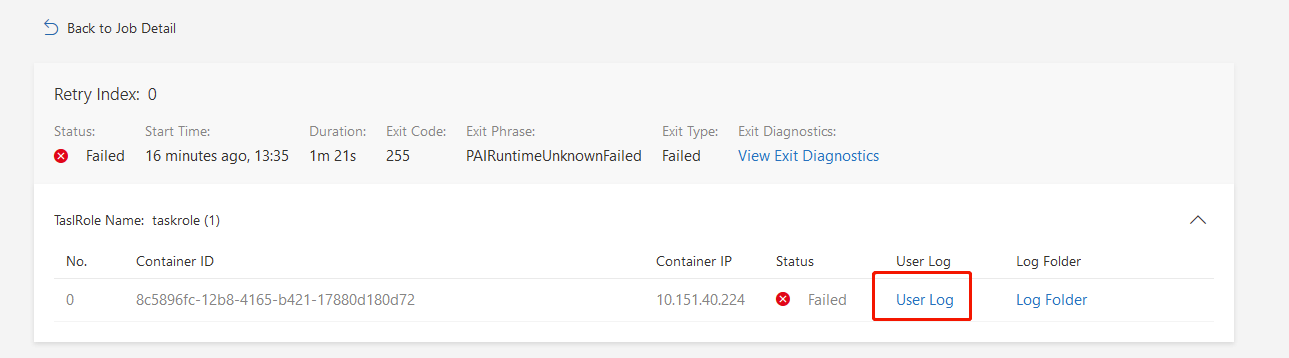 job retry page shows wrong log url · Issue #4435 · microsoft/pai · GitHub
