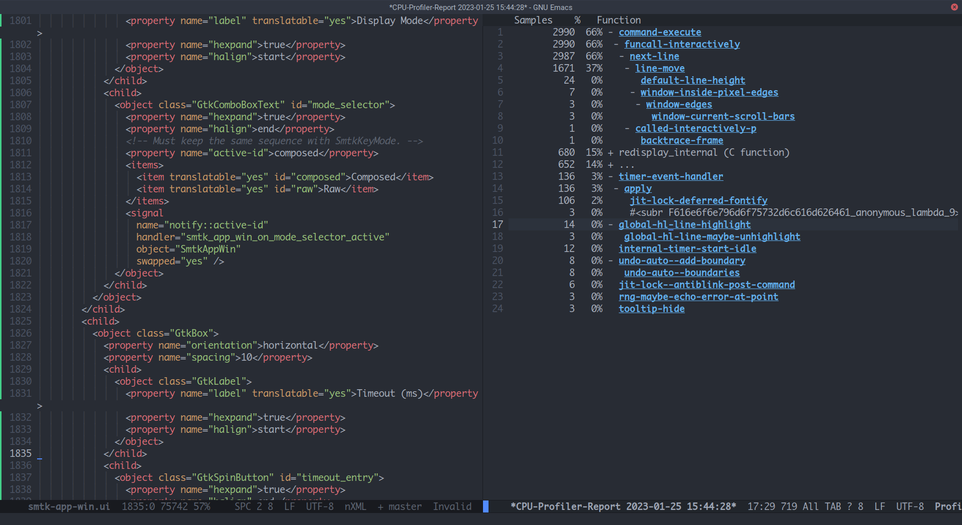 Next Line Previous Line Becomes Laggy When Using Highlight Indent Guides Mode In A Short Xml