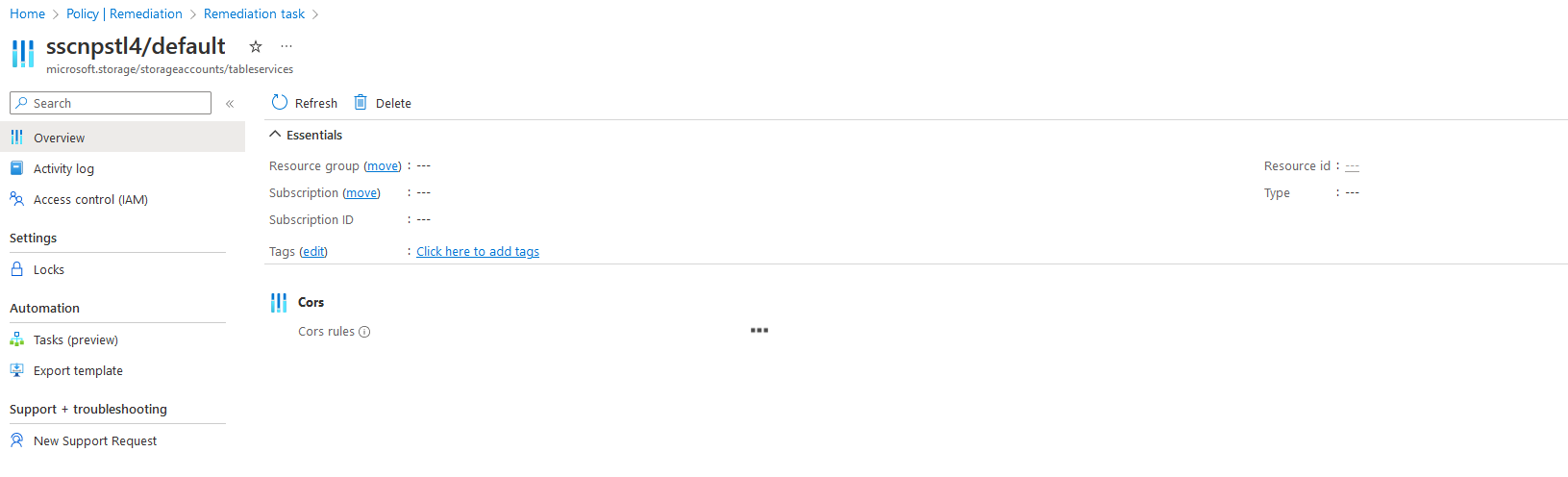 Issue with Az policy (DINE) Configure diagnostic settings for Table Services to Log Analytics ...