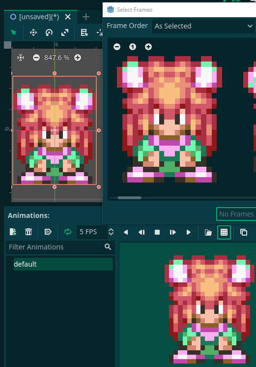 Animatedsprite2d Animation Frame Previews Are Displayed Without Regard To The Selected Filter 