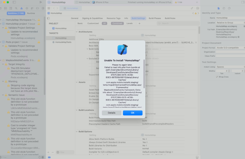 App is not installing in IOS simulator · Issue #1555 · rnmapbox/maps · GitHub