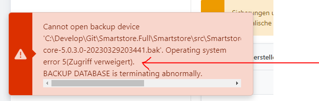 no error message when missing write permission on backup folder · Issue #643 · smartstore ...