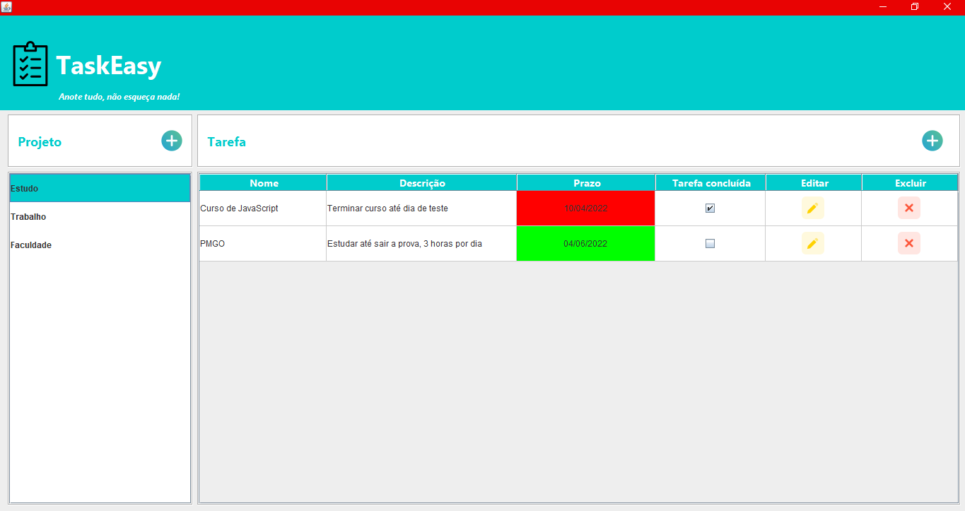GitHub - guilhermerr99/TaskEasy: Sistema organizador de projetos e tarefas, baseado em CRUD ...
