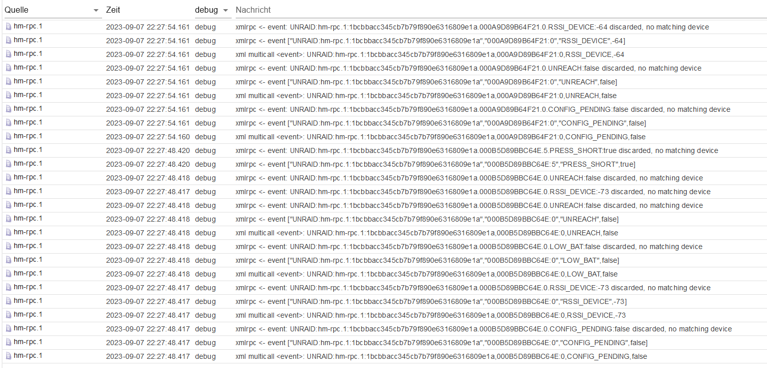 Lot off logentries hm-rpc.1.CENTRAL.PONG discarded, no matching device · Issue #964 · ioBroker ...