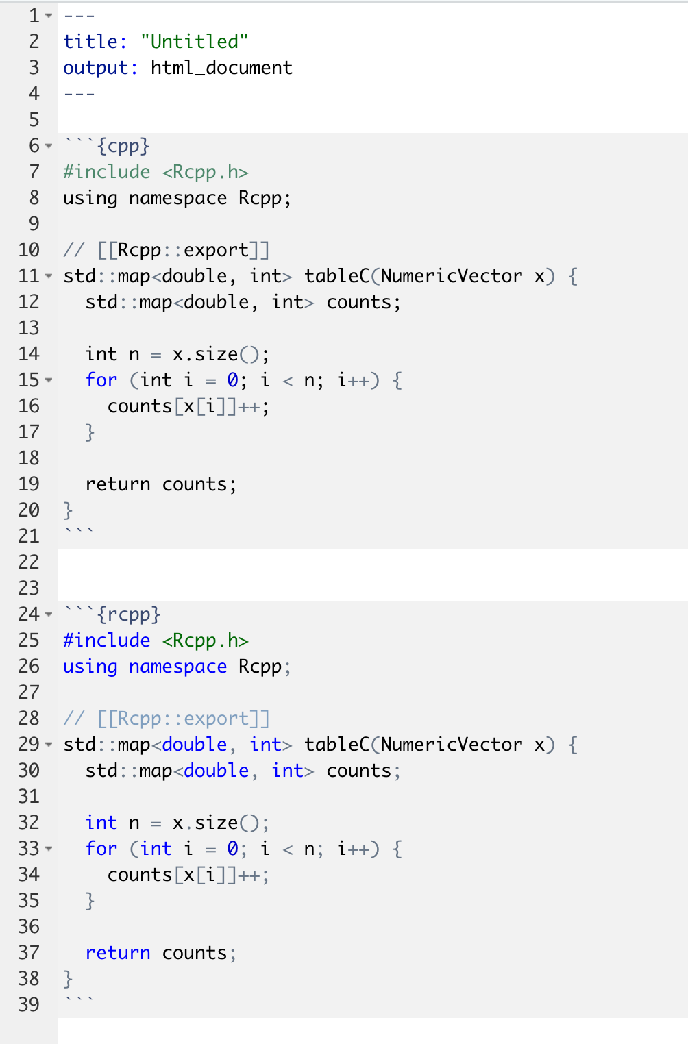 Current langauge file uses cpp in Rmd whereas it should be Rcpp · Issue #334 · REditorSupport ...