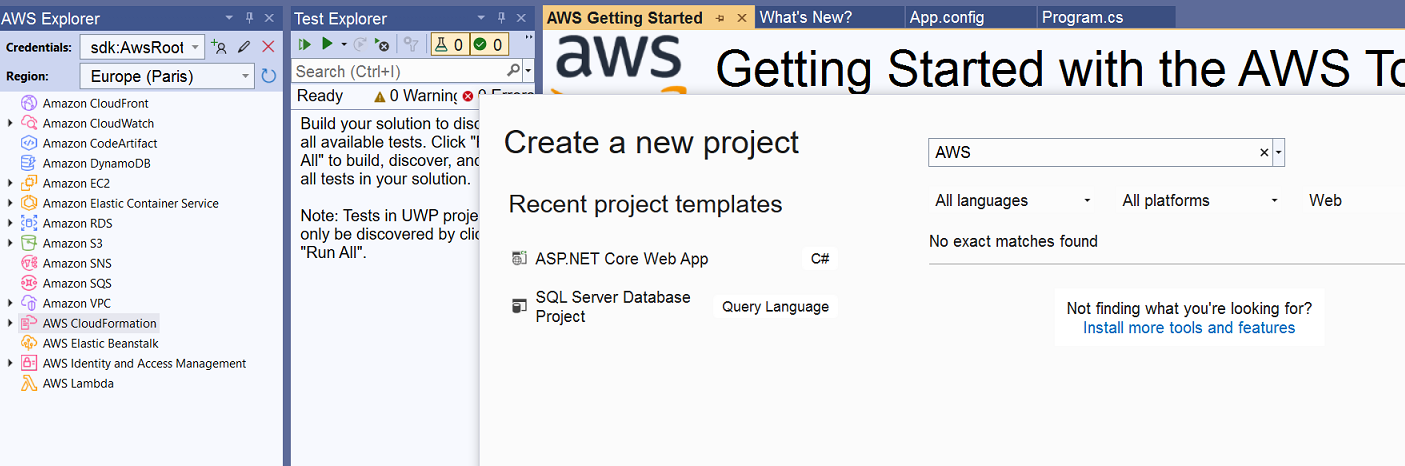 I don't see AWS Project Templates when creating new projects - VS 2022 ... I don't see AWS Project Templates when creating new projects - VS 2022 ...