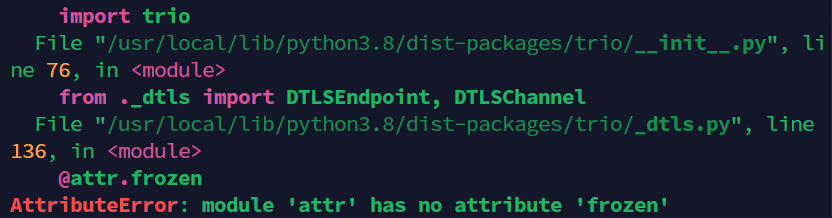AttributeError: module 'attr' has no attribute 'frozen' · Issue #43 · kexue-z/nonebot-plugin ...